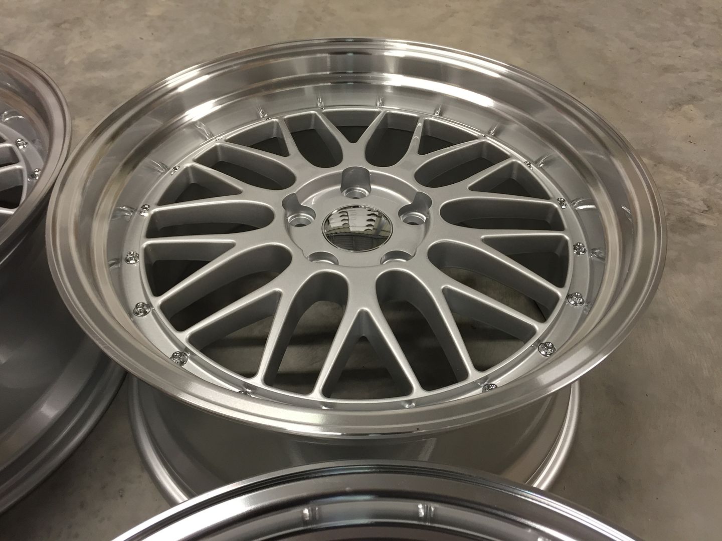 19" Staggered BBS LM Style Wheels - Silver Polished Deep Dish Rears **£ ...