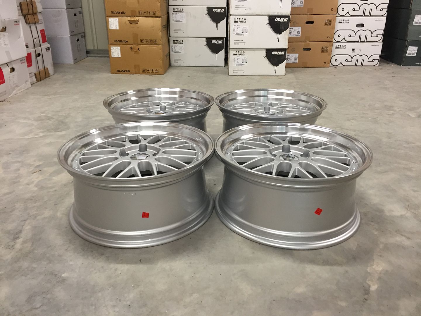 19" Staggered BBS LM Style Wheels - Silver Polished Deep Dish Rears **£ ...